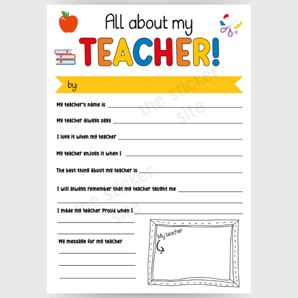 All About My Teacher Print - thestickersite.com