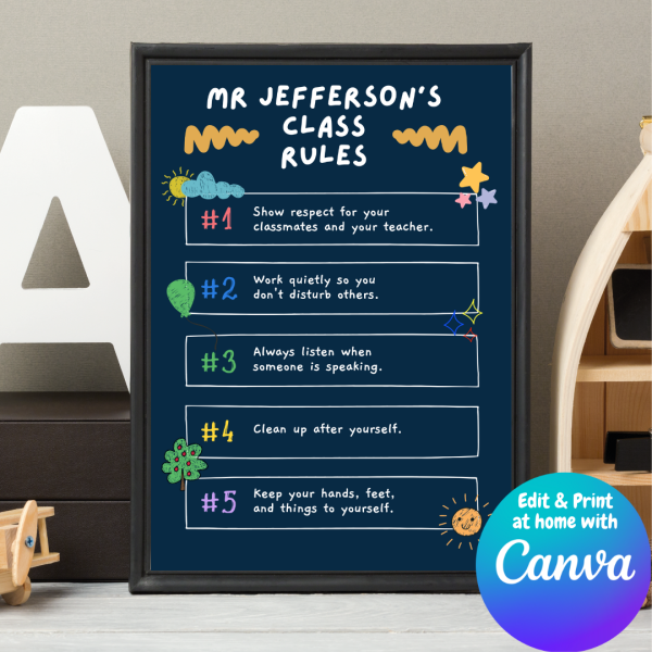 Chalkboard Class Rules - thestickersite.com