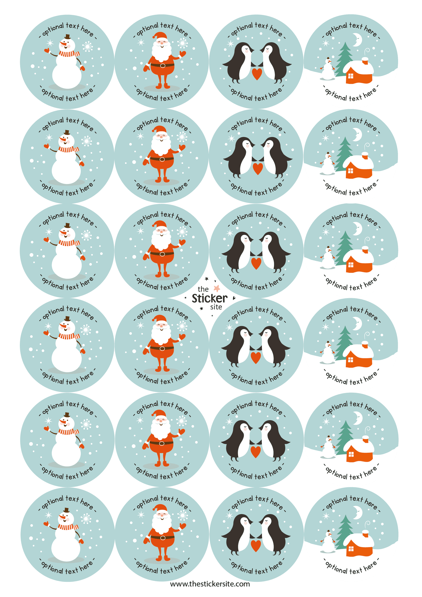 24 Personalised Christmas Stickers Mixed blue - thestickersite.com