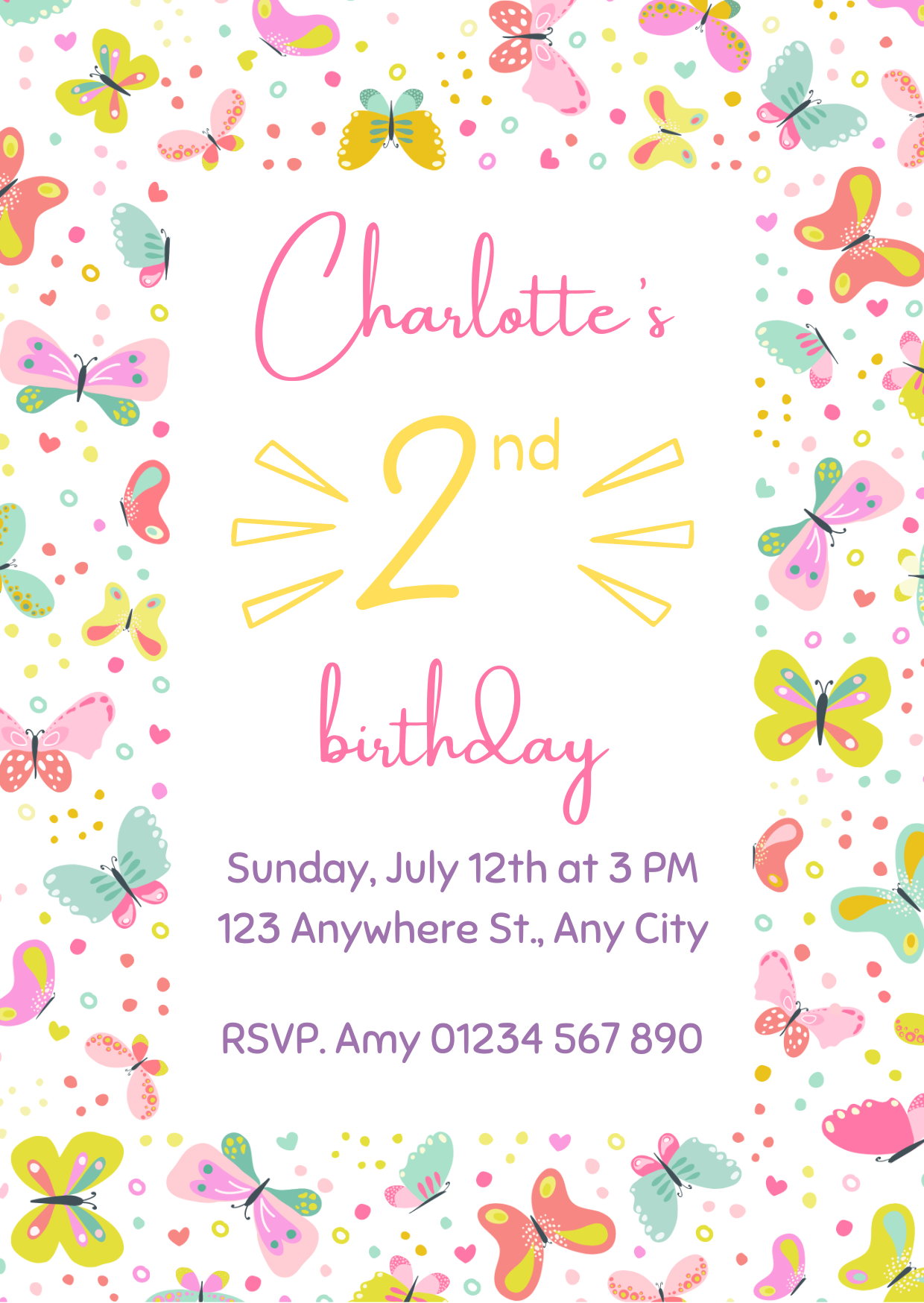 Printable Butterfly Birthday Invitation - thestickersite.com