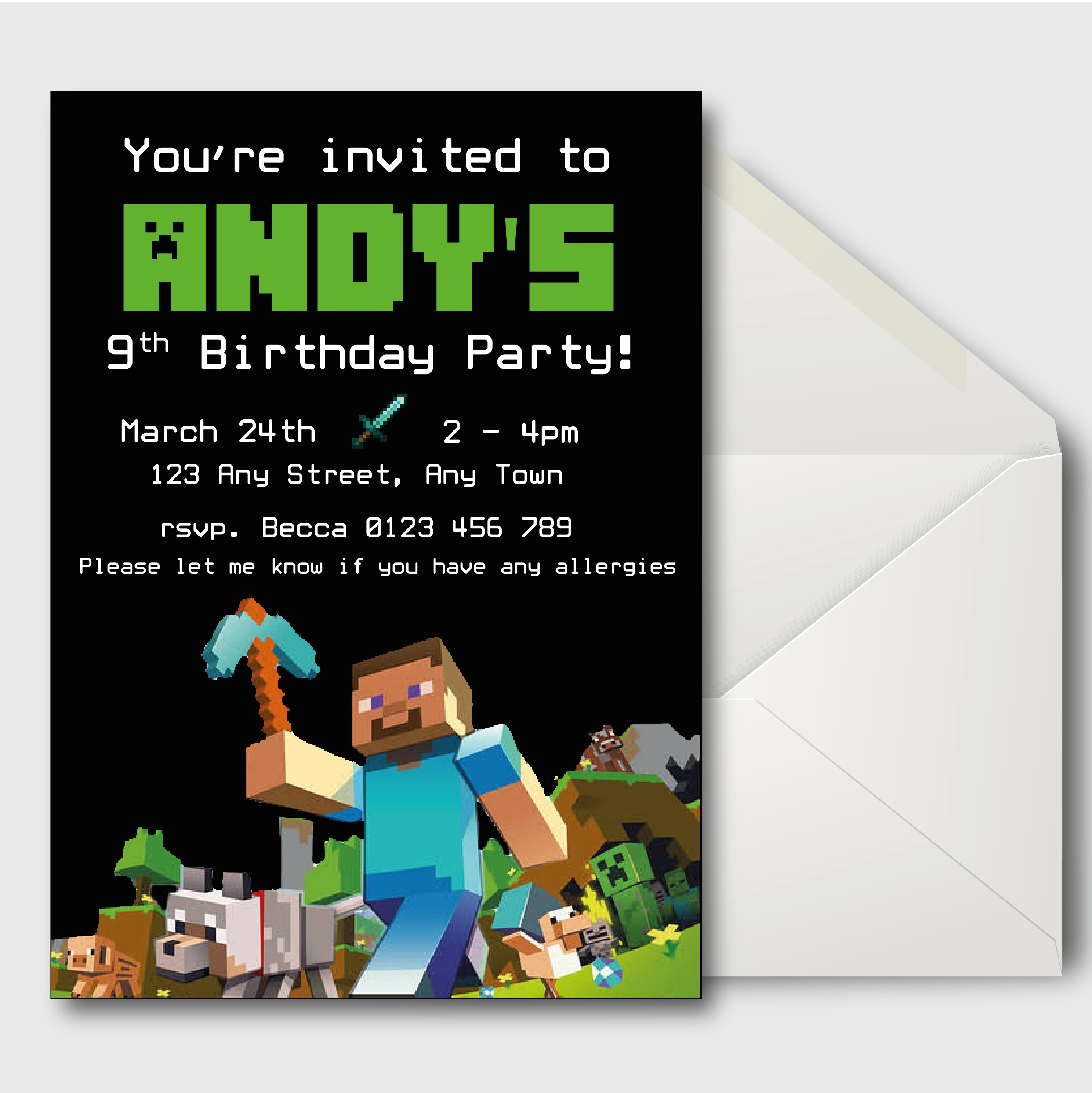Minecraft Invitations - thestickersite.com