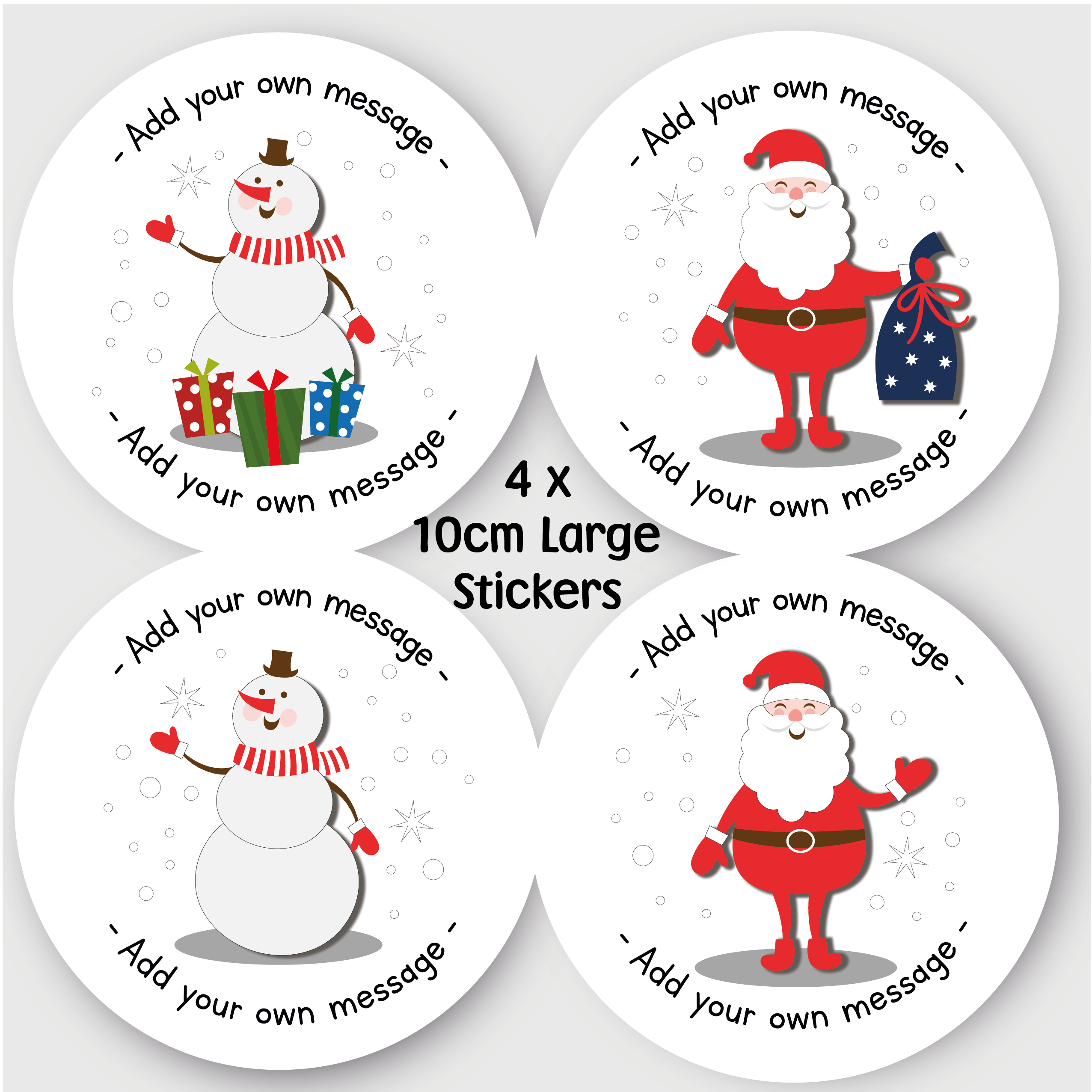 4 Extra Large Personalised Stickers Mixed (White) - thestickersite.com